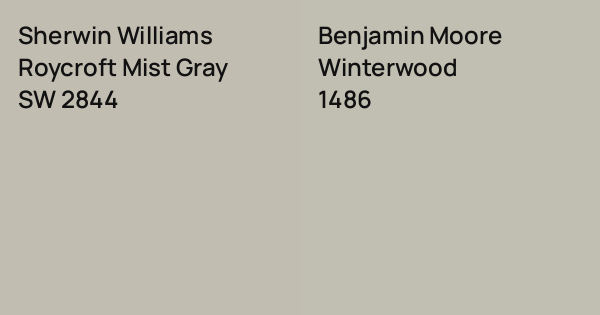 Sherwin Williams Roycroft Mist Gray vs. Benjamin Moore Winterwood ...