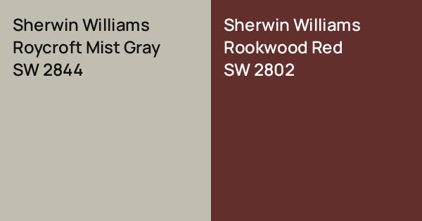 Sherwin Williams Roycroft Mist Gray vs. Sherwin Williams Rookwood Red ...