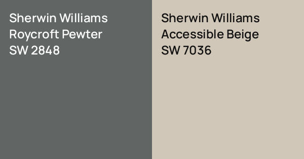 Sherwin Williams Roycroft Pewter vs. Sherwin Williams Accessible Beige ...