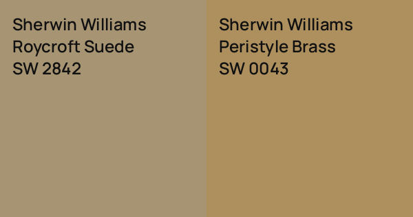 Sherwin Williams Roycroft Suede vs. Sherwin Williams Peristyle Brass ...