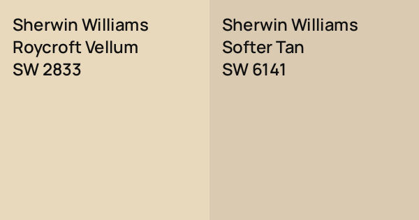 Sherwin Williams Roycroft Vellum vs. Sherwin Williams Softer Tan comparison