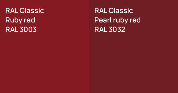 RAL Classic Ruby red vs. RAL Classic Pearl ruby red comparison