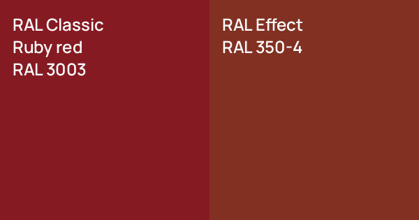RAL Classic Ruby red vs. RAL Effect RAL 350-4 comparison