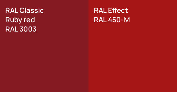 RAL Classic Ruby red vs. RAL Effect RAL 450-M comparison