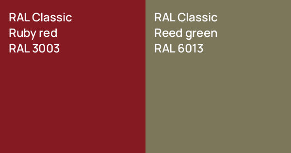 RAL Classic Ruby red vs. RAL Classic Reed green comparison