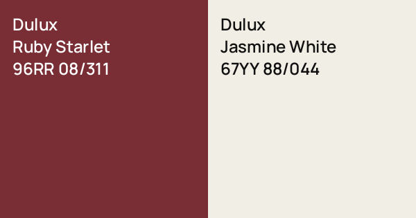 Dulux Ruby Starlet vs. Dulux Jasmine White comparison