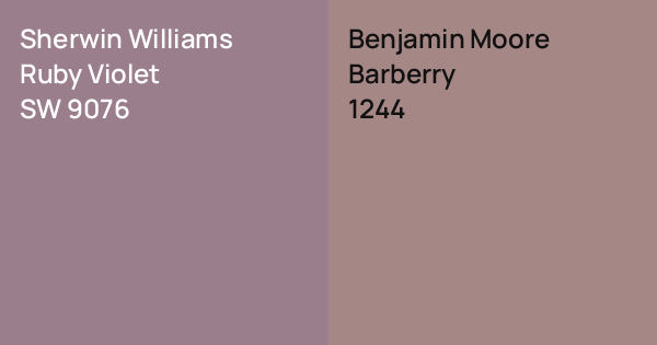 Sherwin Williams Ruby Violet vs. Benjamin Moore Barberry comparison