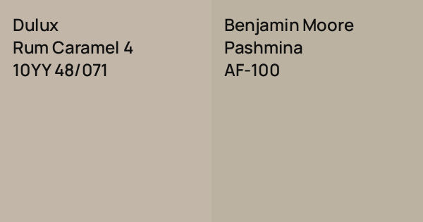 Dulux Rum Caramel 4 vs. Benjamin Moore Pashmina comparison