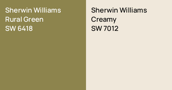 Sherwin Williams Rural Green vs. Sherwin Williams Creamy comparison