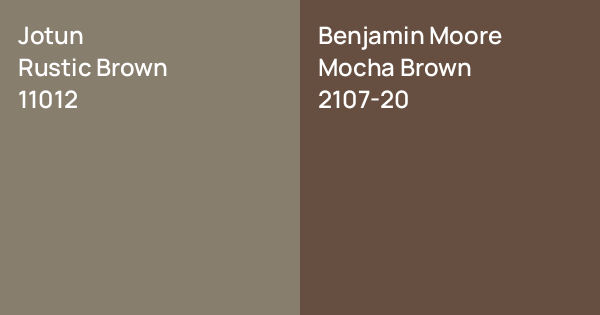 Jotun Rustic Brown vs. Benjamin Moore Mocha Brown comparison
