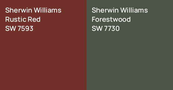 Sherwin Williams Rustic Red vs. Sherwin Williams Forestwood comparison