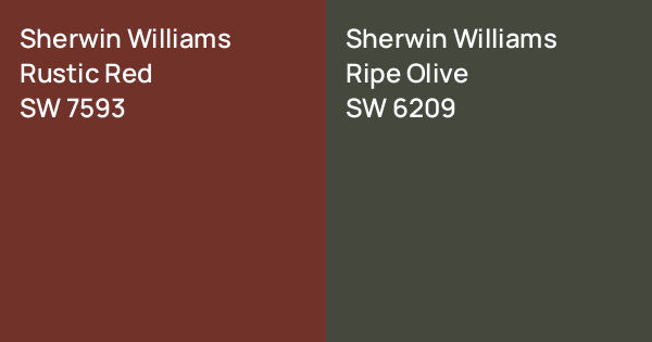 Sherwin Williams Rustic Red vs. Sherwin Williams Ripe Olive comparison