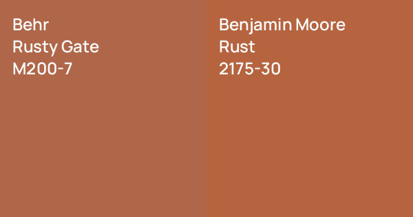 Behr Rusty Gate vs. Benjamin Moore Rust comparison