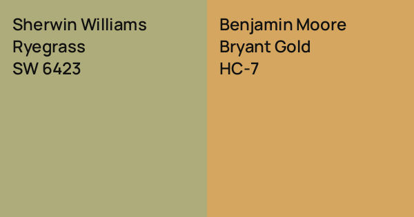 Sherwin Williams Ryegrass vs. Benjamin Moore Bryant Gold comparison