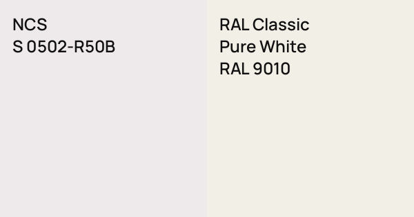 NCS S 0502-R50B vs. RAL Classic Pure White comparison