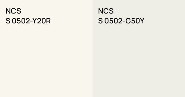 NCS S 0502-Y20R vs. NCS S 0502-G50Y comparison