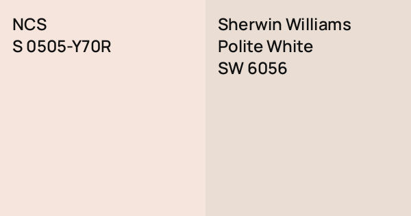 NCS S 0505-Y70R vs. Sherwin Williams Polite White comparison