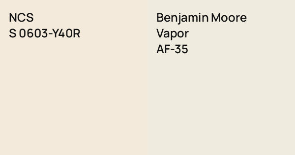 NCS S 0603-Y40R vs. Benjamin Moore Vapor comparison
