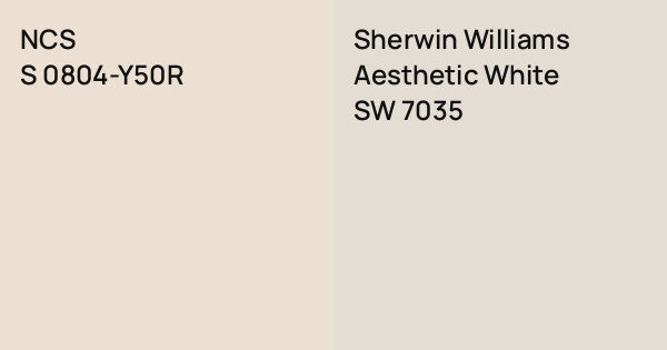 NCS S 0804-Y50R vs. Sherwin Williams Aesthetic White comparison