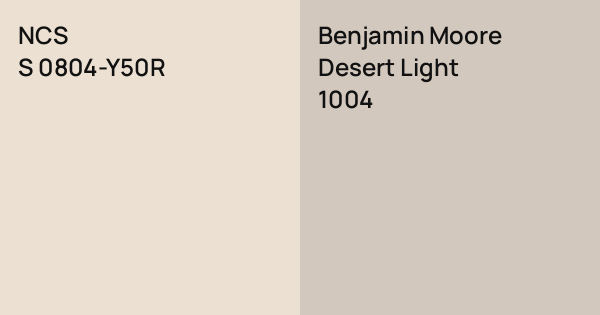 NCS S 0804-Y50R vs. Benjamin Moore Desert Light comparison