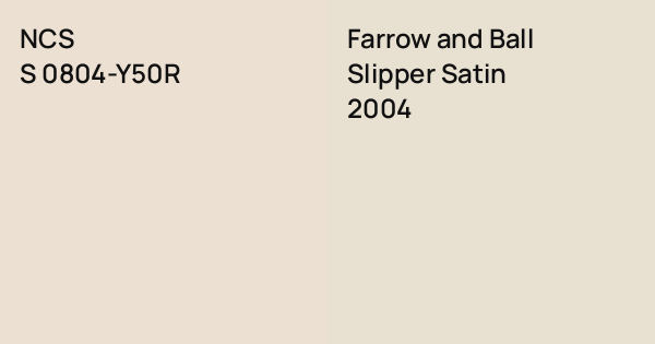 NCS S 0804-Y50R vs. Farrow and Ball Slipper Satin comparison