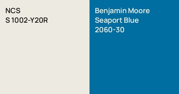 NCS S 1002-Y20R vs. Benjamin Moore Seaport Blue comparison