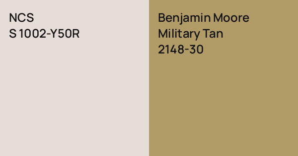 NCS S 1002-Y50R vs. Benjamin Moore Military Tan comparison