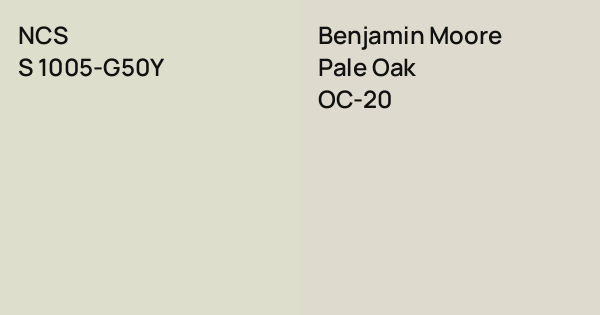 NCS S 1005-G50Y vs. Benjamin Moore Pale Oak comparison