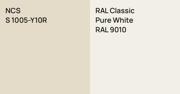 NCS S 1005-Y10R vs. RAL Classic Pure White comparison