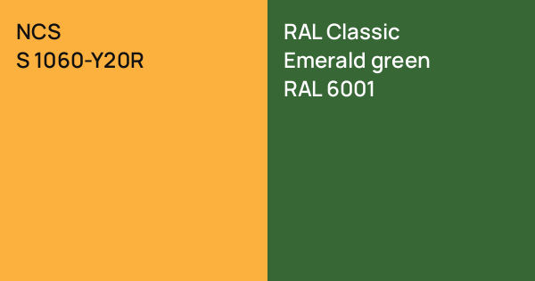 NCS S 1060-Y20R vs. RAL Classic Emerald green comparison