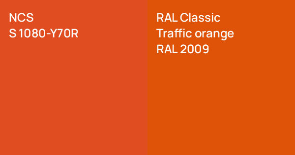 NCS S 1080-Y70R vs. RAL Classic Traffic orange comparison