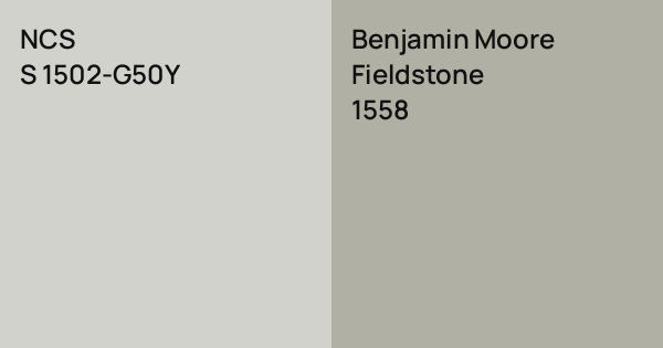 NCS S 1502-G50Y vs. Benjamin Moore Fieldstone comparison
