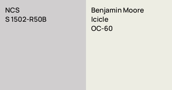 NCS S 1502-R50B vs. Benjamin Moore Icicle comparison