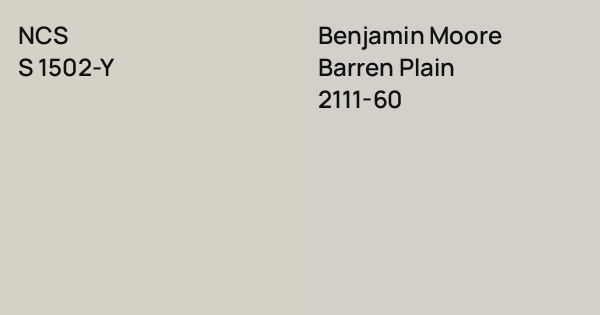 NCS S 1502-Y vs. Benjamin Moore Barren Plain comparison
