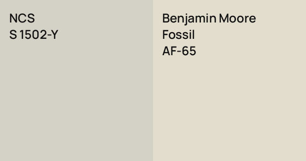 NCS S 1502-Y vs. Benjamin Moore Fossil comparison