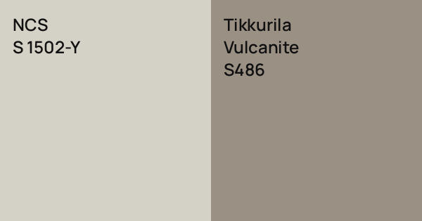 NCS S 1502-Y vs. Tikkurila Vulcanite comparison