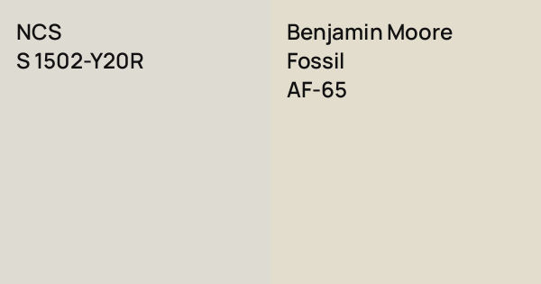 NCS S 1502-Y20R vs. Benjamin Moore Fossil comparison