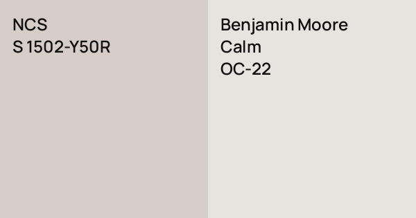 NCS S 1502-Y50R vs. Benjamin Moore Calm comparison