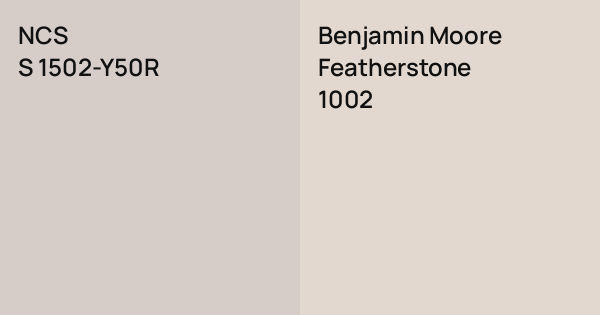 NCS S 1502-Y50R vs. Benjamin Moore Featherstone comparison