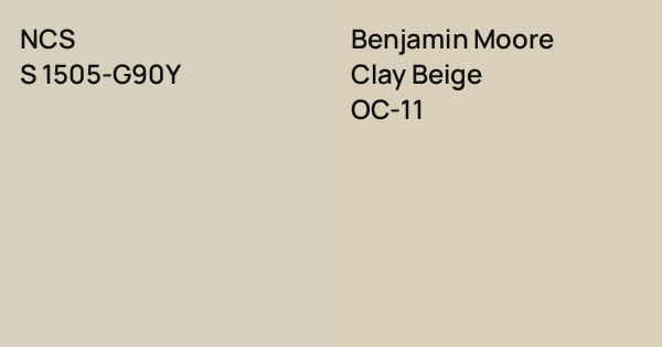 NCS S 1505-G90Y vs. Benjamin Moore Clay Beige comparison