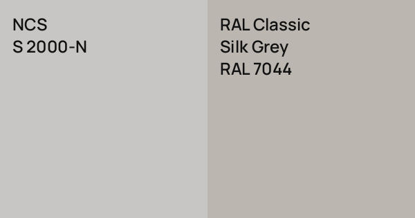 NCS S 2000-N vs. RAL Classic Silk Grey comparison