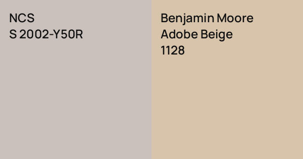 NCS S 2002-Y50R vs. Benjamin Moore Adobe Beige comparison