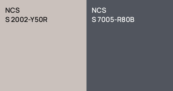NCS S 2002-Y50R vs. NCS S 7005-R80B comparison