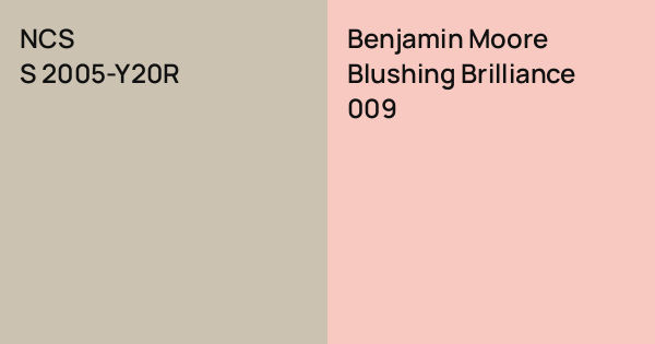 NCS S 2005-Y20R vs. Benjamin Moore Blushing Brilliance comparison