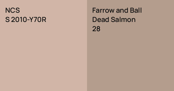 NCS S 2010-Y70R vs. Farrow and Ball Dead Salmon comparison