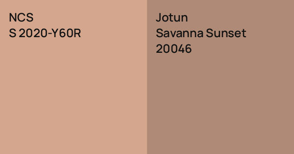 NCS S 2020-Y60R vs. Jotun Savanna Sunset comparison