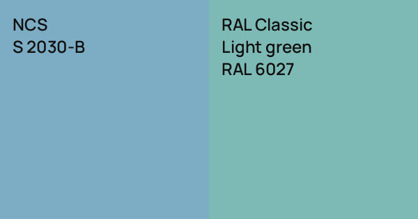 NCS S 2030-B vs. RAL Classic Light green comparison