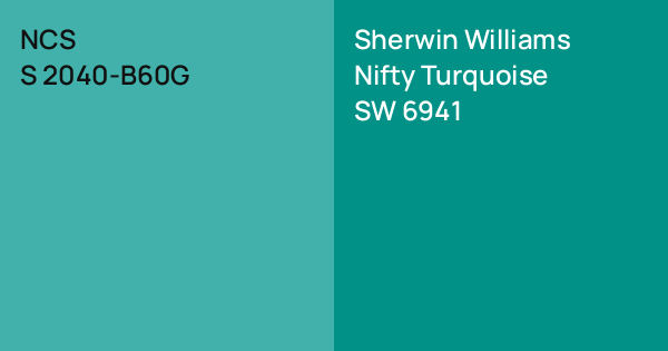 NCS S 2040-B60G vs. Sherwin Williams Nifty Turquoise comparison