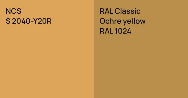 NCS S 2040-Y20R vs. RAL Classic Ochre yellow comparison
