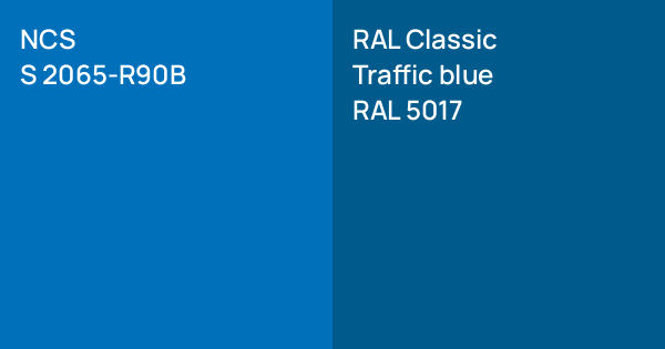 NCS S 2065-R90B vs. RAL Classic Traffic blue comparison